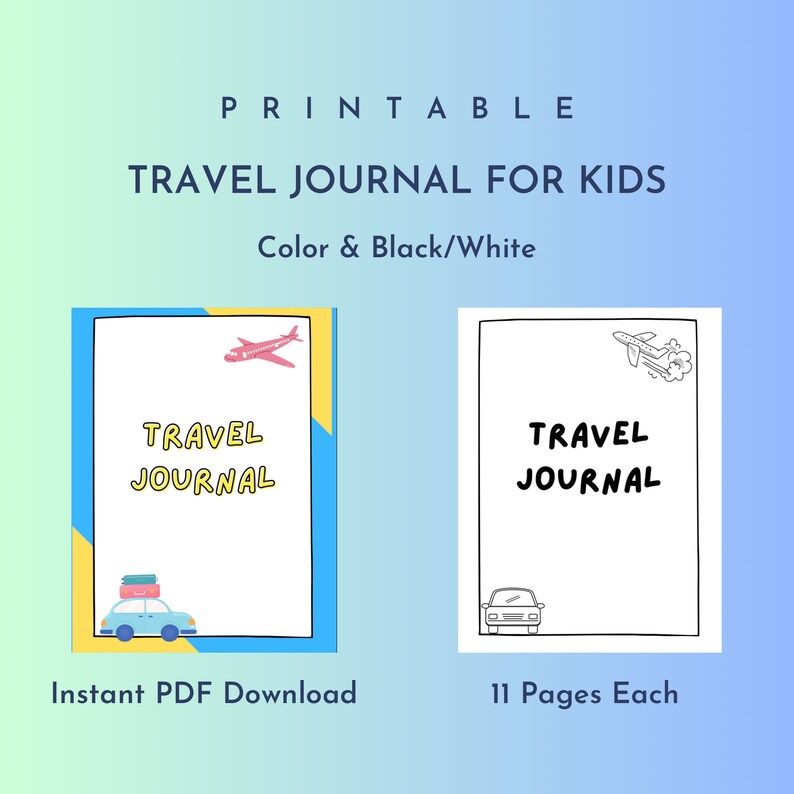 Printable Travel Journal for Kids - Etsy