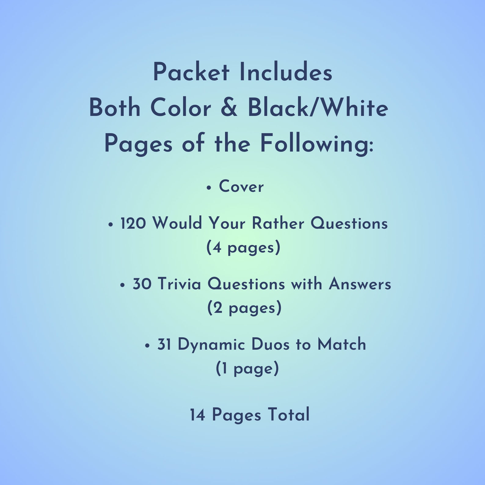 Printable Would You Rather Trivia Questions and Dynamic Duos Packet - Etsy