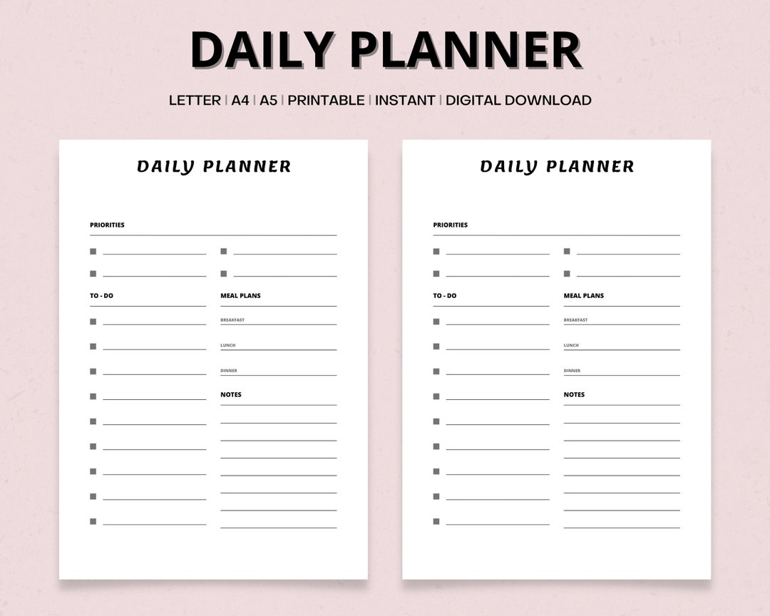 Daily Planner Printable Minimalist Undated To-do List - Etsy