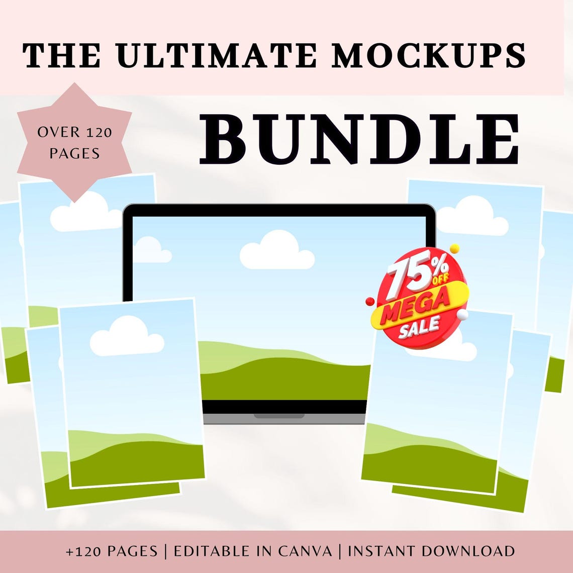 120+ Editable Canva Mockup Templates | Digital Product Mockup Bundle ...