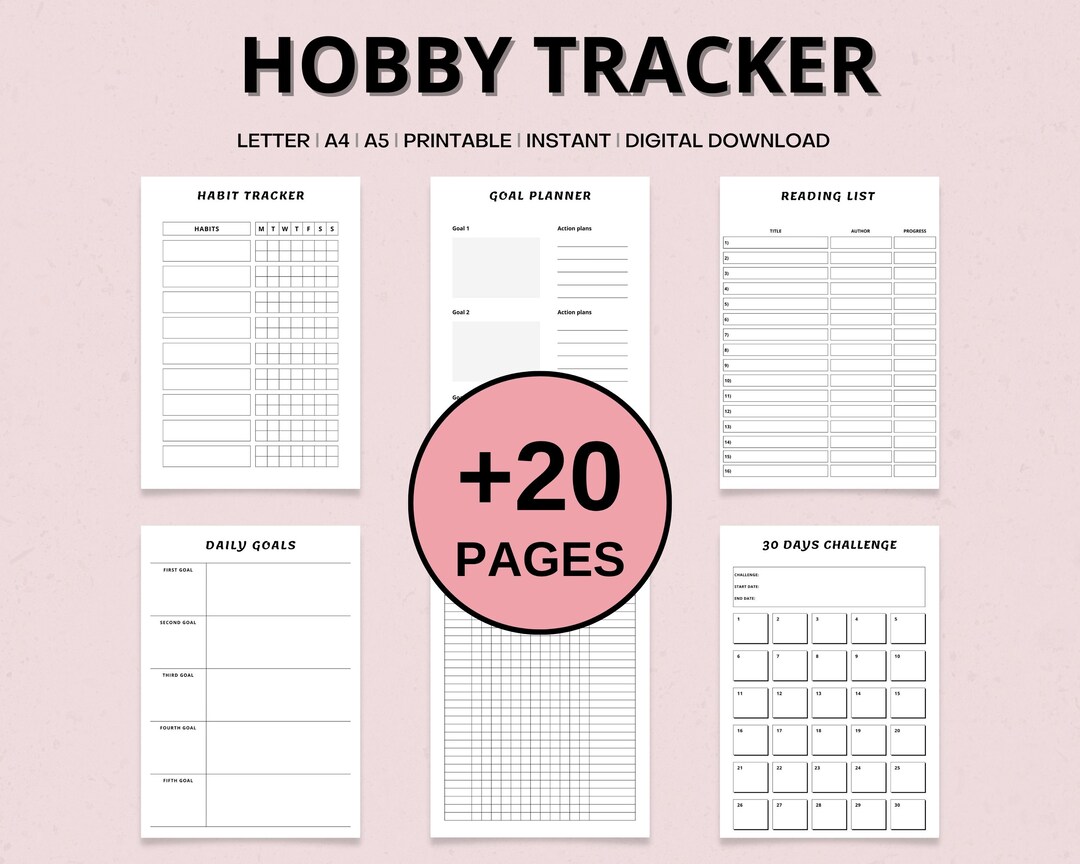 Minimalistic Hobby Tracker Printable Hobby Tracker Dream - Etsy
