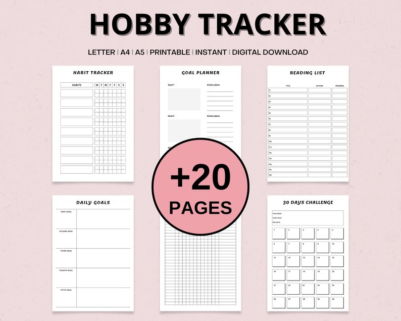 Minimalistic Hobby Tracker Printable Hobby Tracker Dream - Etsy