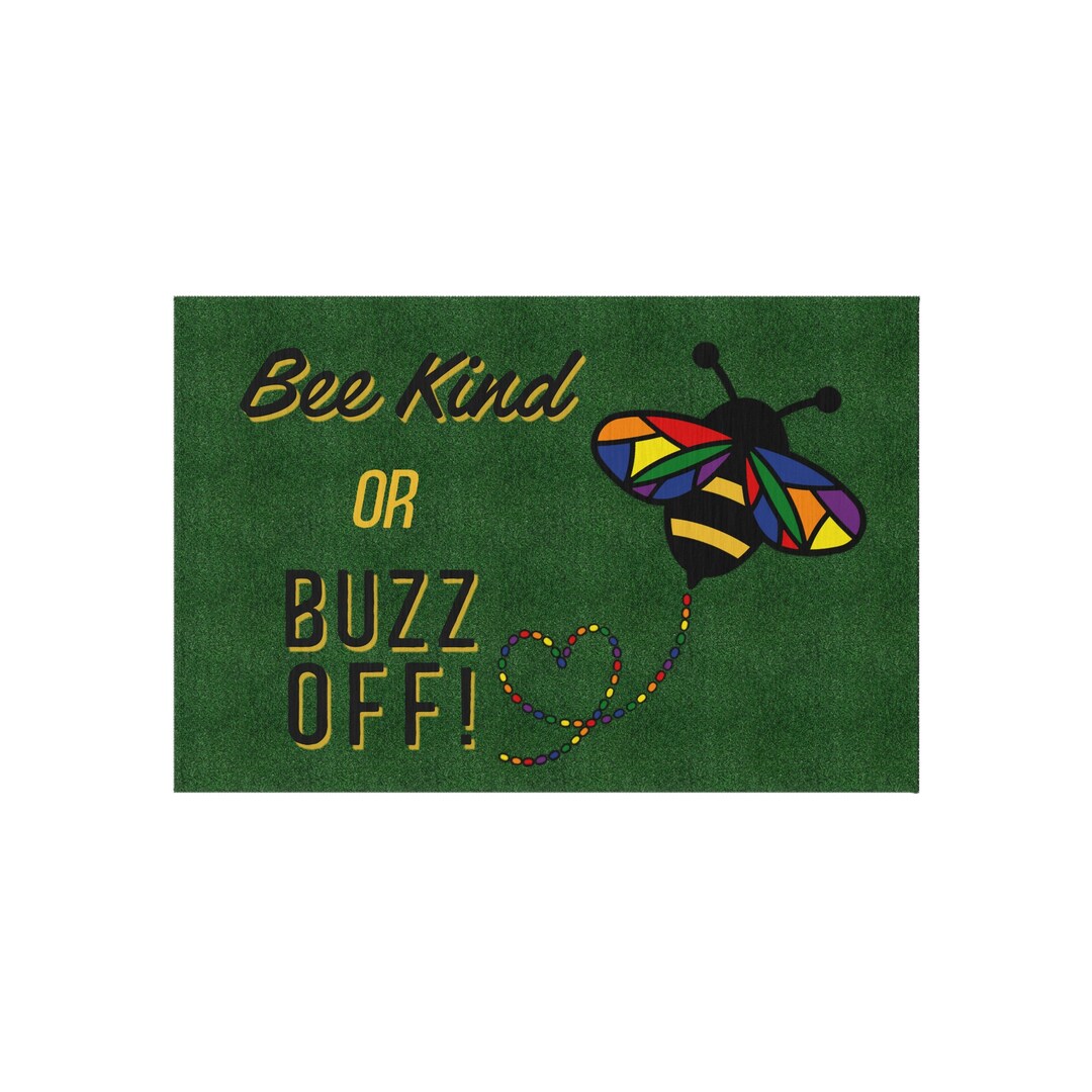 BEE Kind Buzz off Outdoor Rug | Welcome Doormat | Accent Rug - Etsy