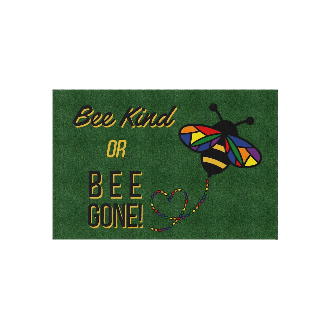 Bee Kind Bee Gone Doormat: Non-slip Outdoor Accent Rug - Etsy
