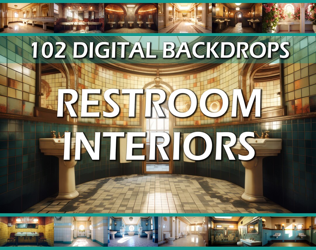 Digital Backdrops, 102 Images of Restrooms, Digital Photography Bundle ...