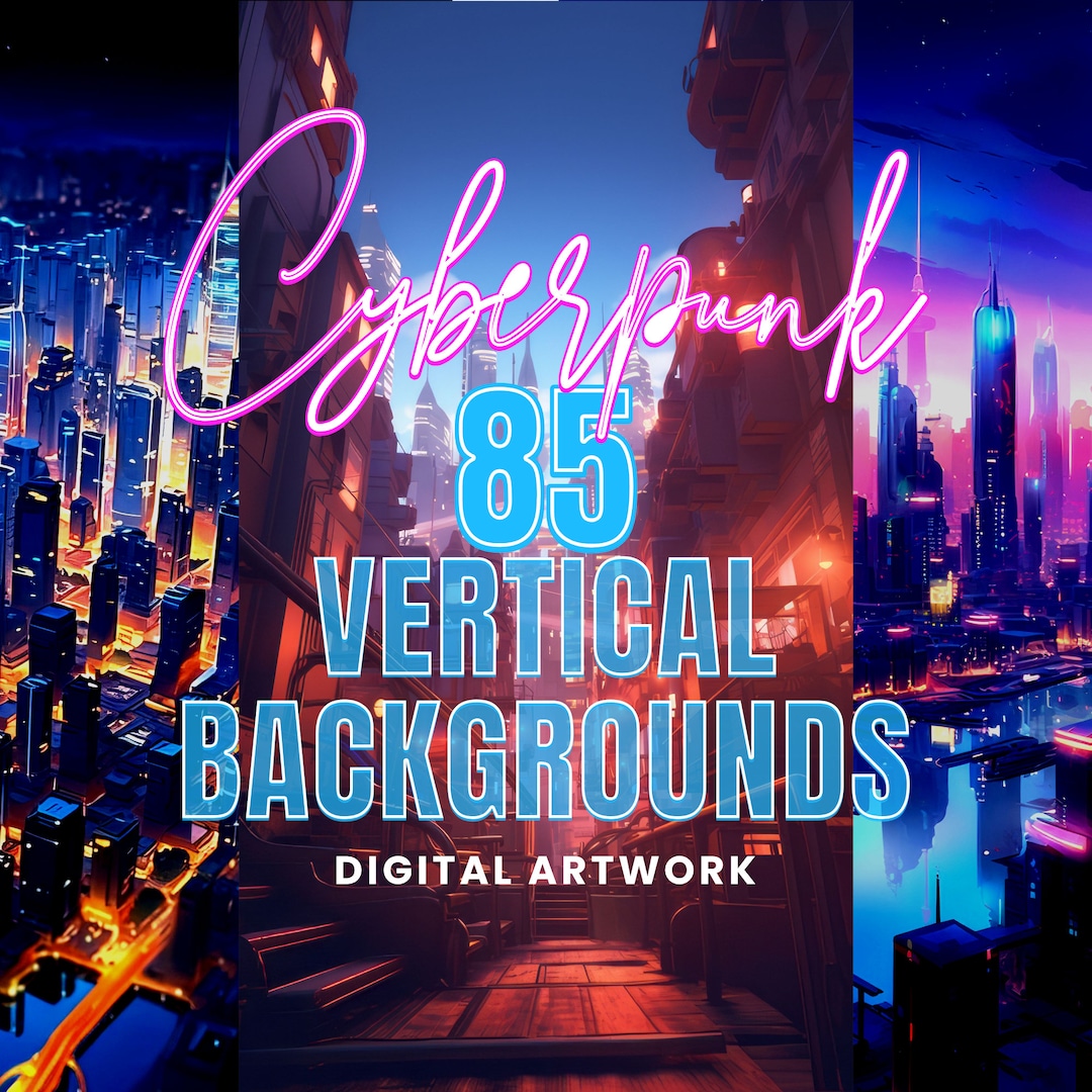 85 Cyberpunk Themed Backdrops, Stylized Digital Artwork Bundle of ...