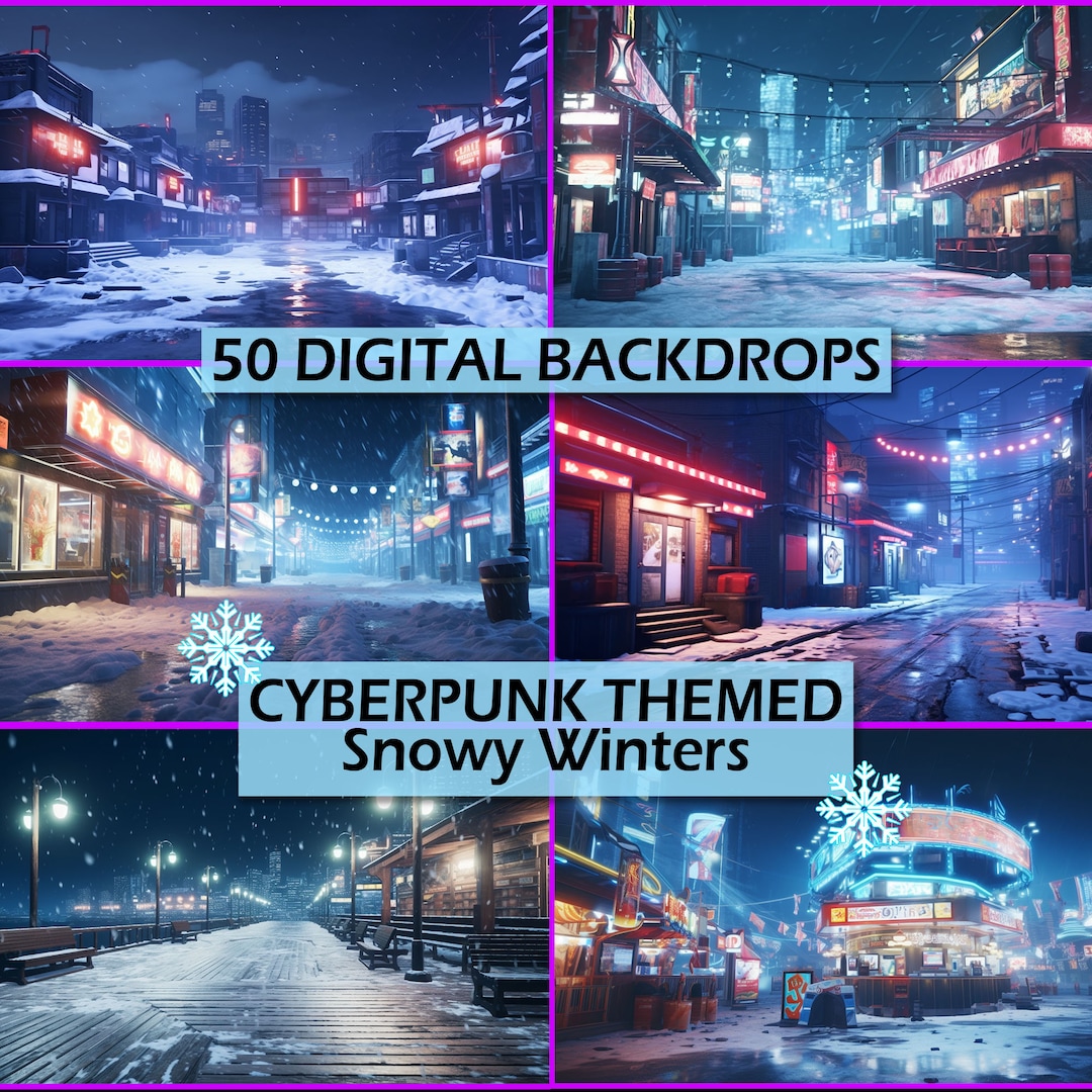 50 Cyberpunk Themed Backdrops Winter Snow Season, Digital Photography ...