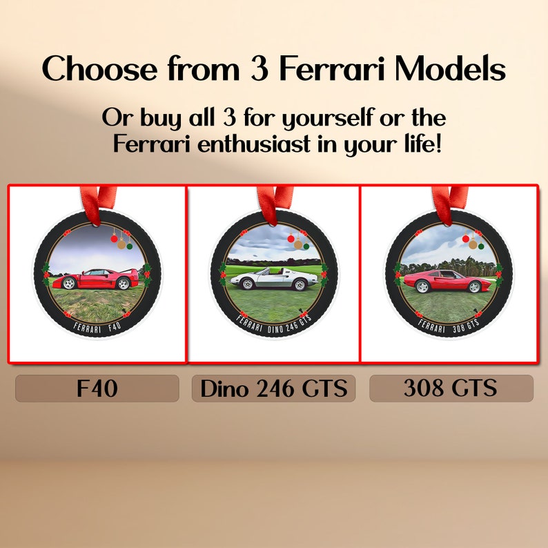Ferrari Christmas Ornament - Choose Your Classic Model - Car Enthusiast ...