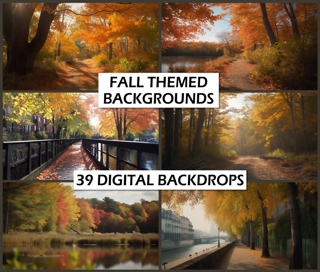 39 Fall/autumn Themed Backdrops, Digital Photography Bundle of Exterior ...