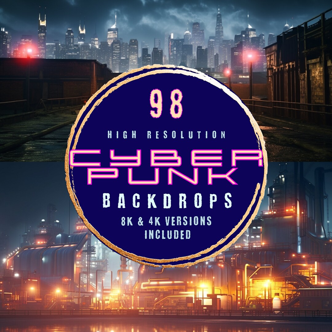 98 Cyberpunk Themed Backdrops, Digital Photography Bundle of Exterior ...