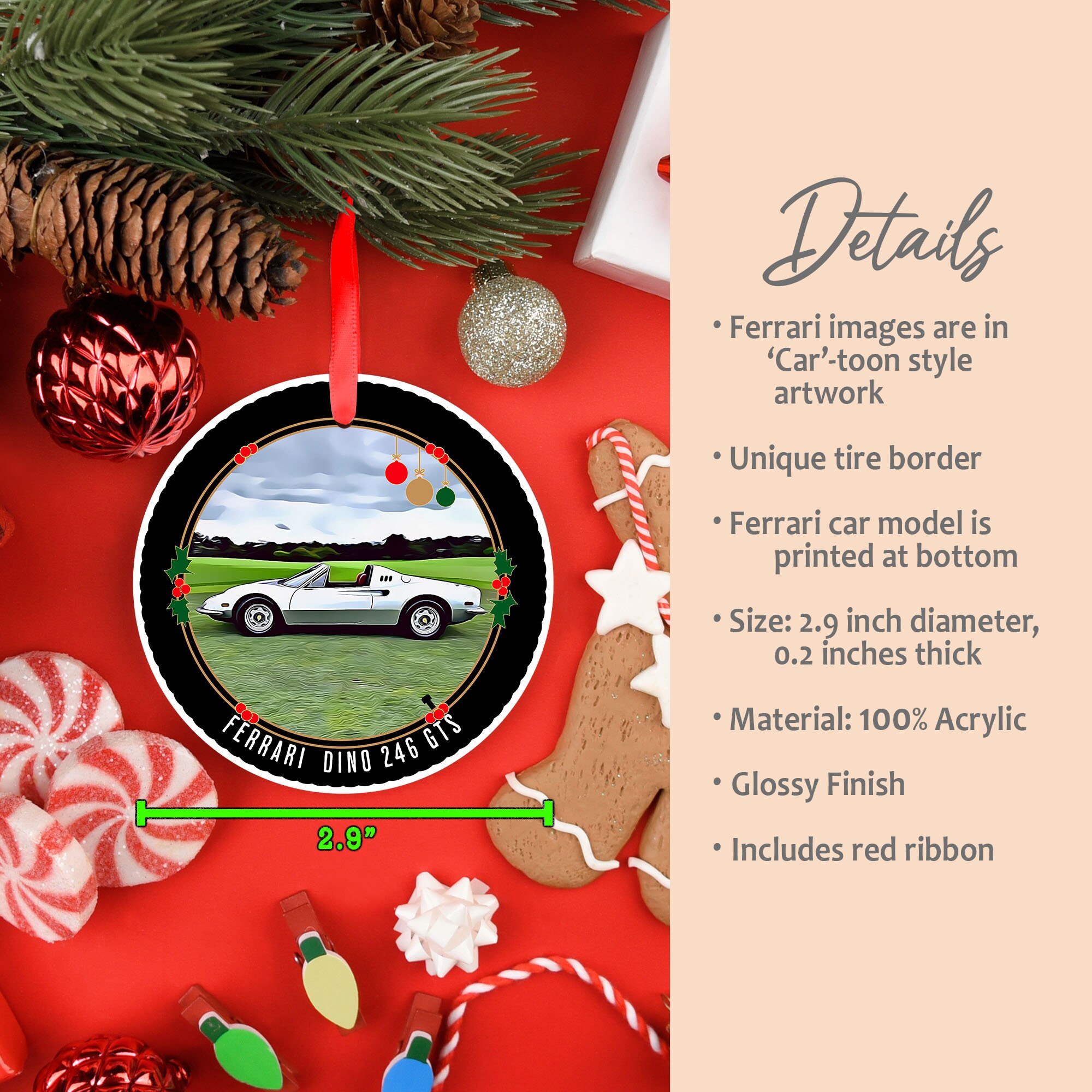 Ferrari Christmas Ornament - Choose Your Classic Model - Car Enthusiast ...