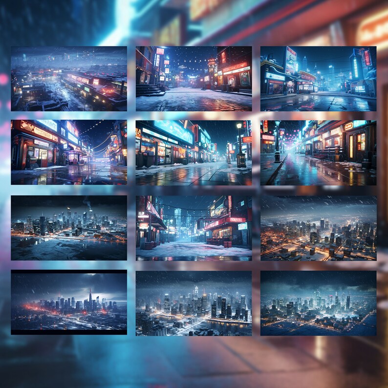 50 Cyberpunk Themed Backdrops Winter Snow Season, Digital Photography ...