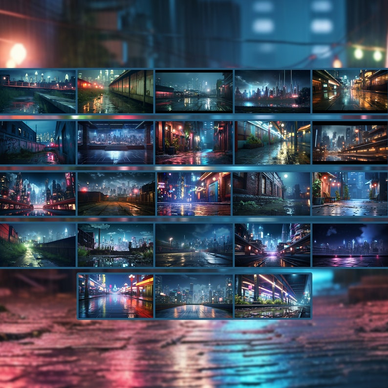 98 Cyberpunk Themed Backdrops, Digital Photography Bundle of Exterior ...