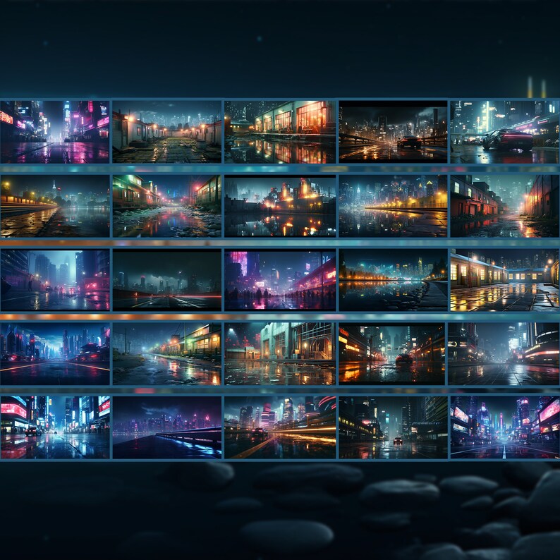 98 Cyberpunk Themed Backdrops, Digital Photography Bundle of Exterior ...