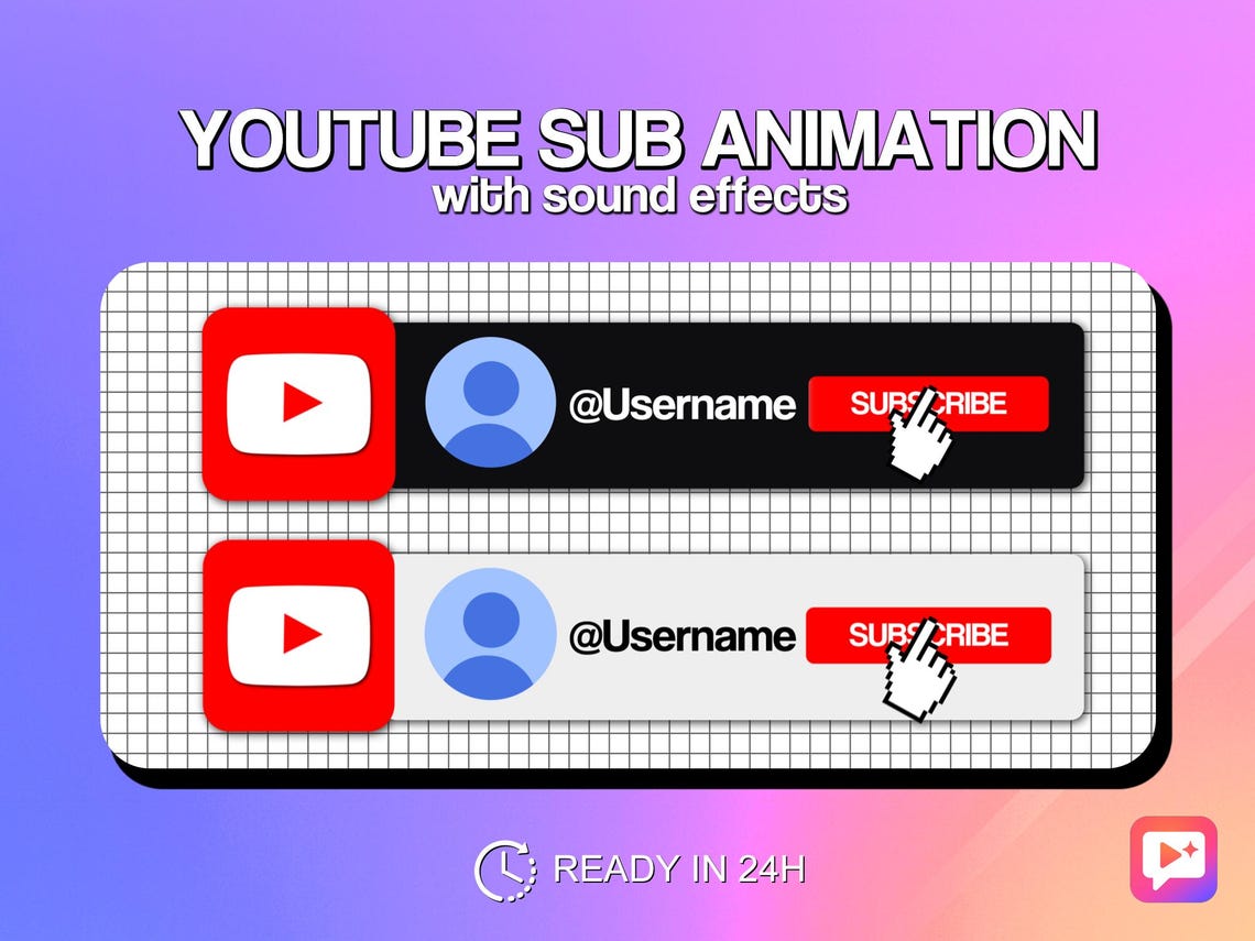 Custom Youtube Subscribe Animation | Light or Dark Mode Overlay - Etsy