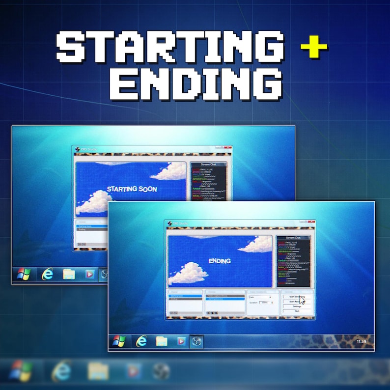 Windows 7 Stream Overlay Pack – Retro OBS Twitch Starting Soon & Panels ...