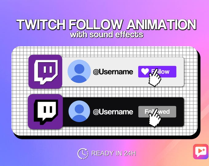 Animated Twitch Fire Follow Pop-up Overlay, Scalable, Easy to Implement ...