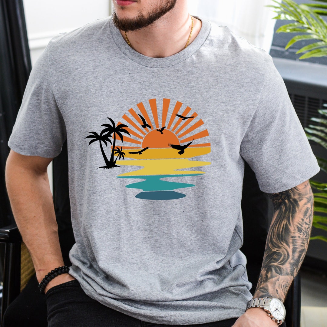 Retro Sunset Rays Wavy Shirt, Vintage Shirt, Retro Sunshine Shirt, Sun ...