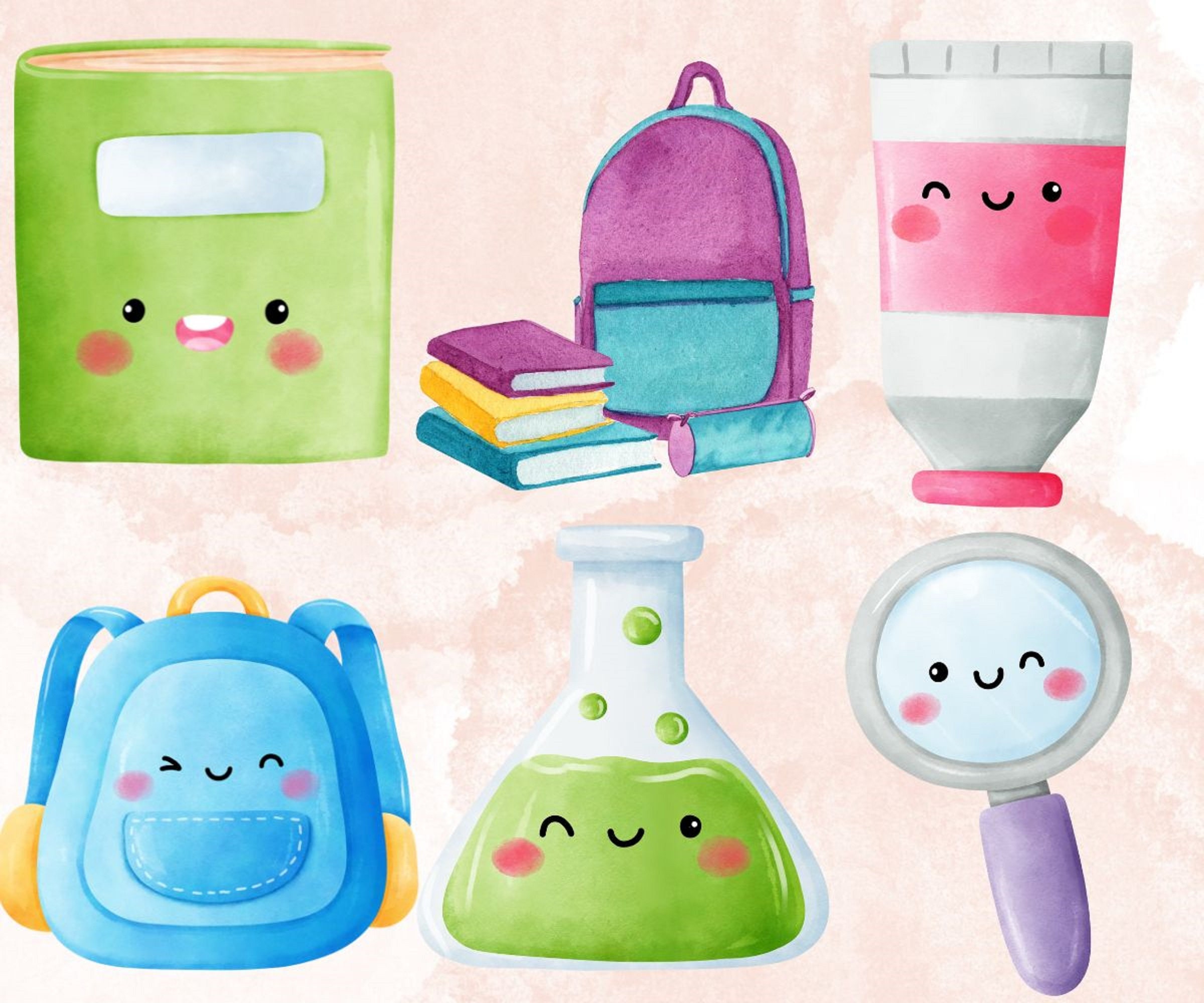 School Clipart Set School Supplies Clipart Set PNG Files Crayons ...