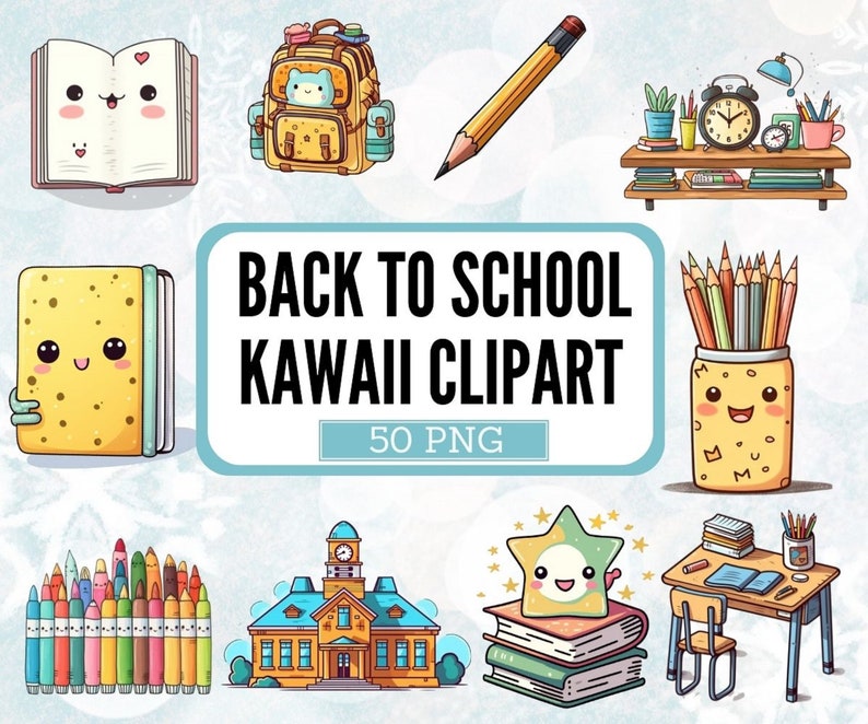 School Clipart Set School Supplies Clipart Set PNG Files Crayons ...