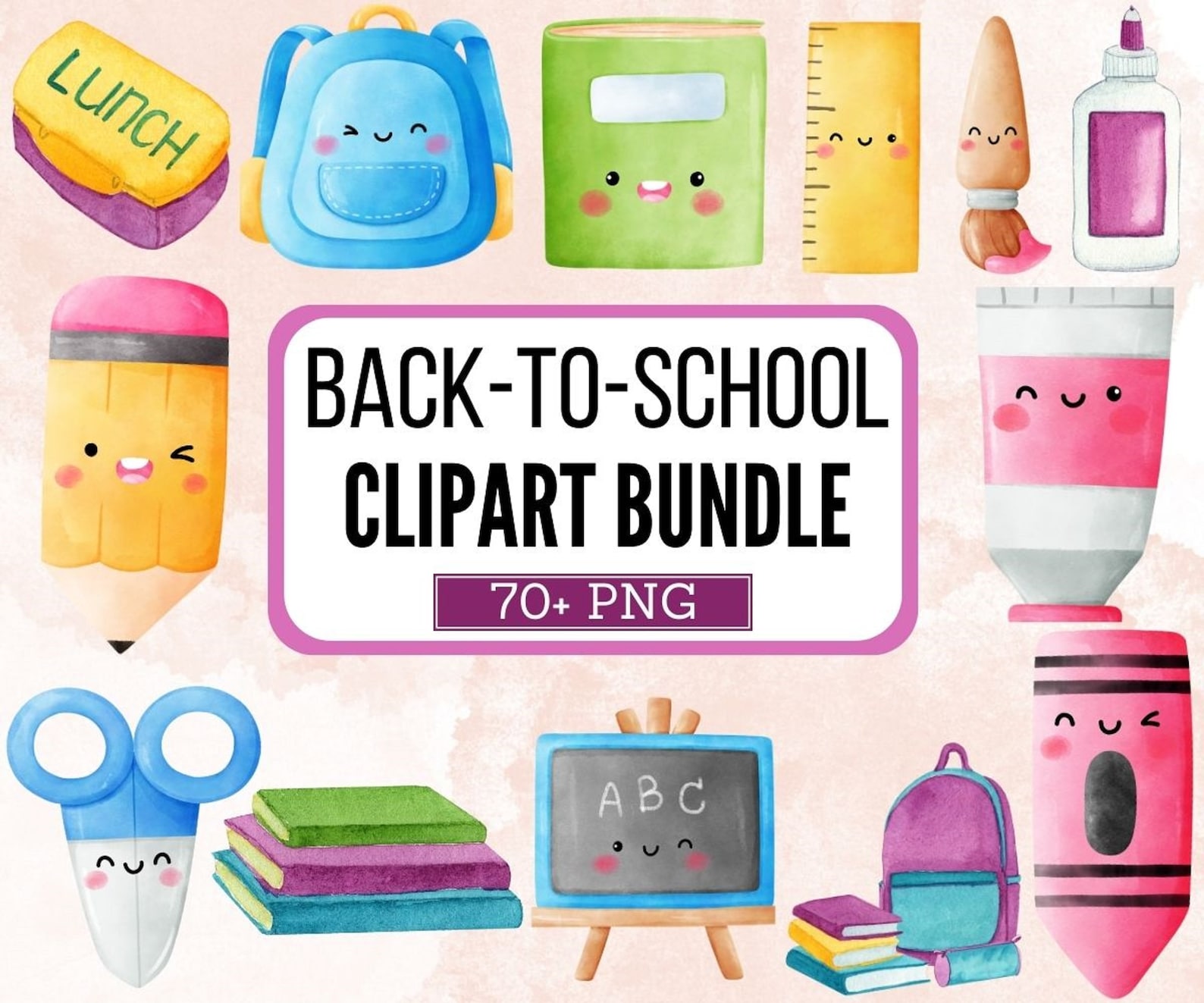 School Clipart Set School Supplies Clipart Set PNG Files Crayons ...