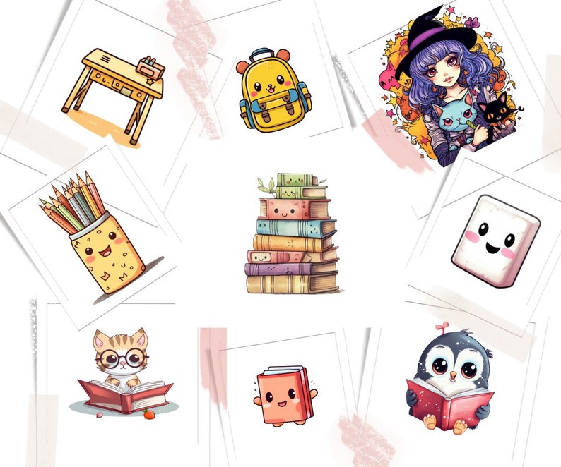 School Clipart Set School Supplies Clipart Set PNG Files Crayons ...