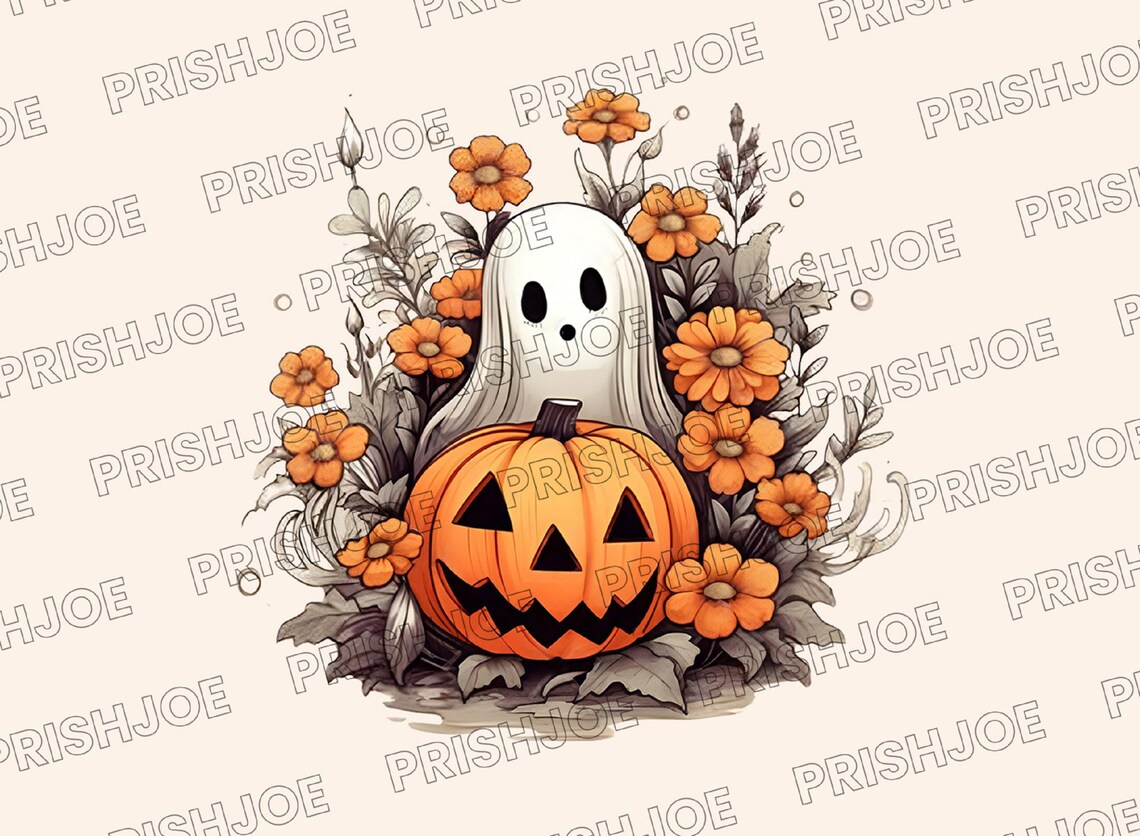Halloween PNG Fall PNG Pumpkins Floral PNG Watercolor Sublimation ...