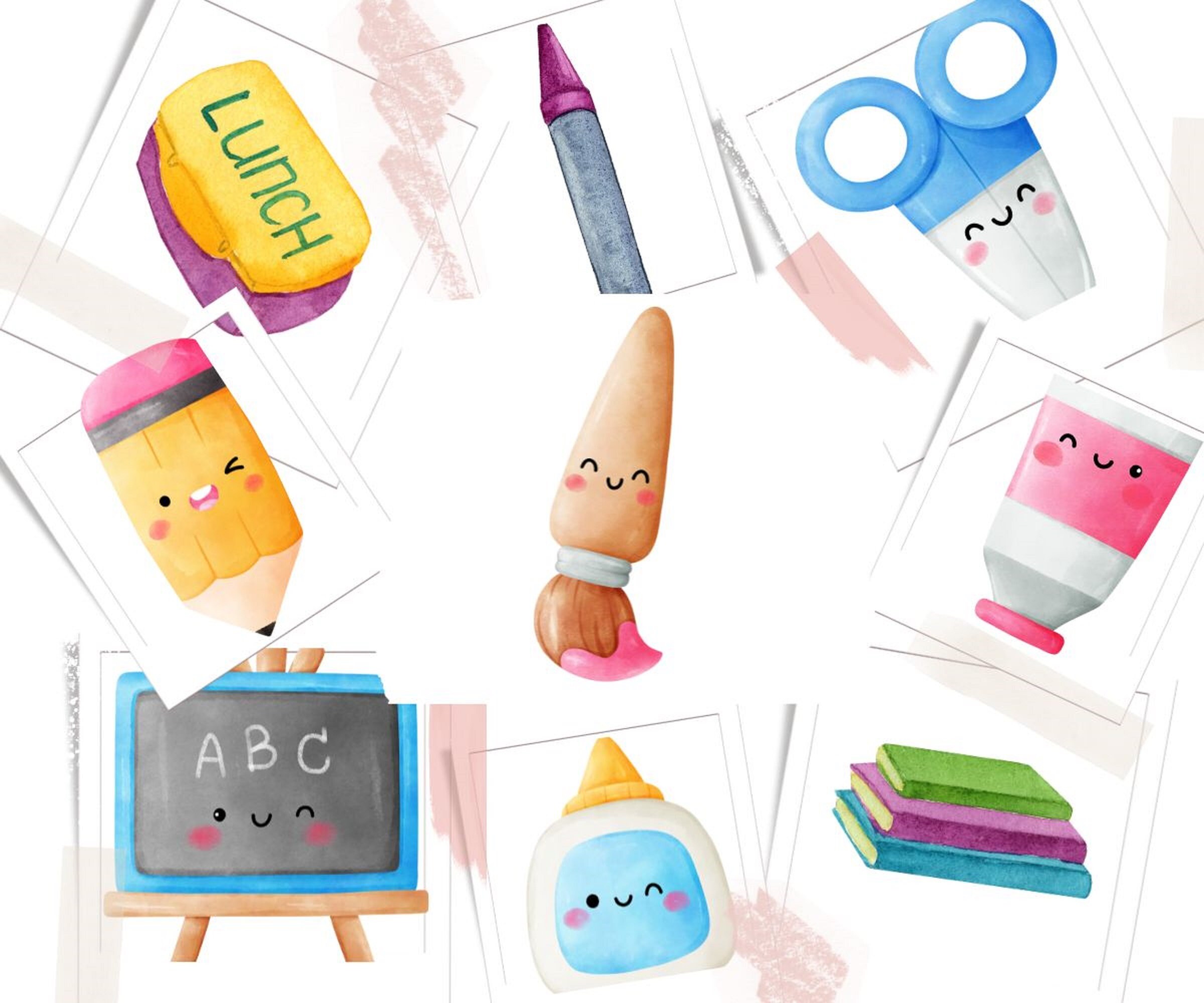 School Clipart Set School Supplies Clipart Set PNG Files Crayons ...