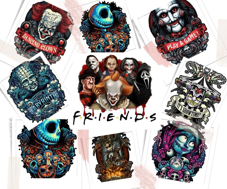Horror Character Halloween Clipart PNG Bundle for Cricut Scary - Etsy
