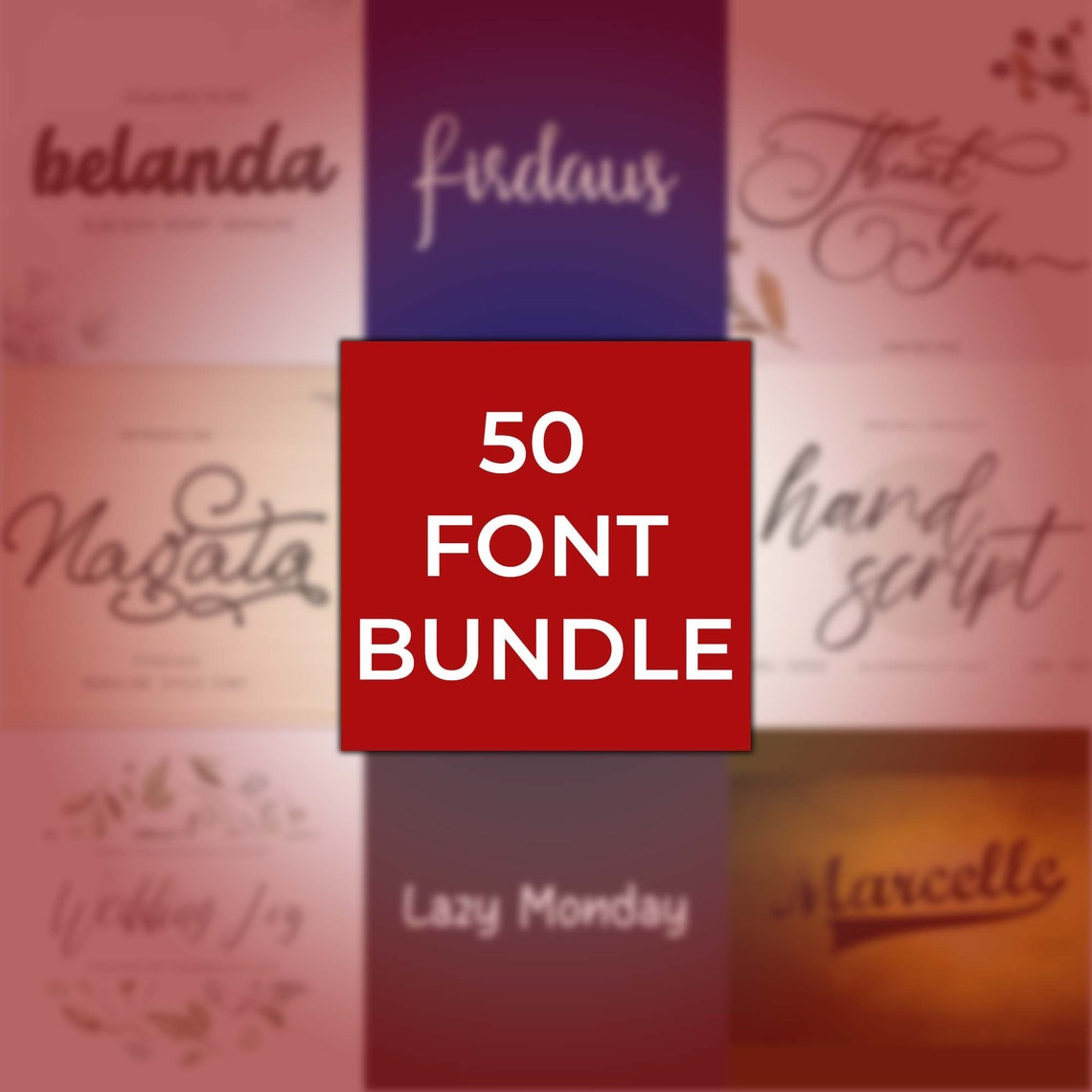 50 FONTS BUNDLE, Font Cursive Fonts, Fonts for Cricut Calligraphy Font ...