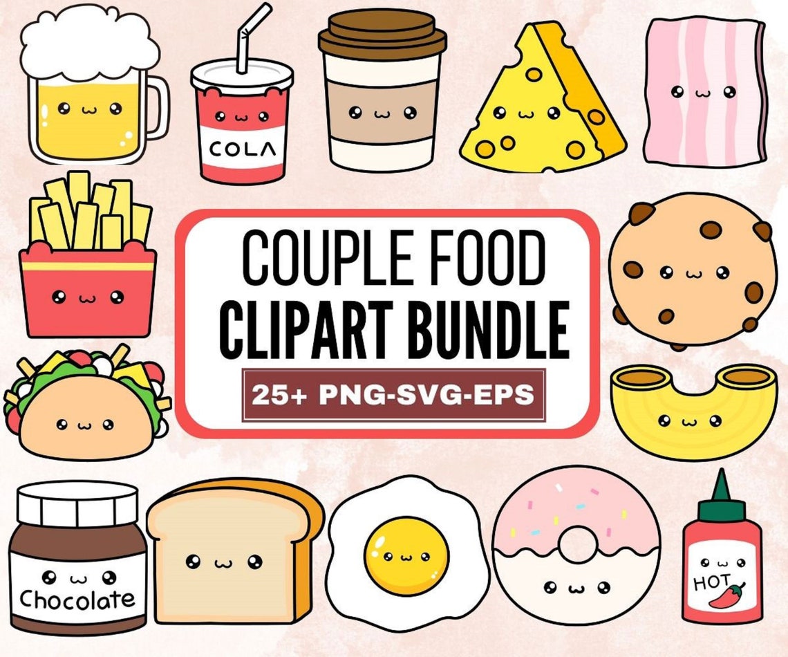 Clipart Food PNG Bundle of Cute Graphics Bundle Food Sweats - Etsy