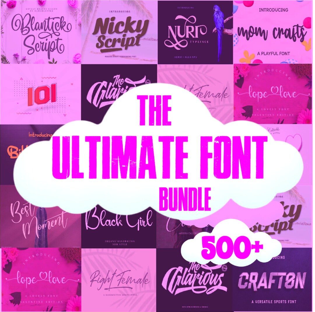 500 FONTS BUNDLE Font Mega Collection Fonts Cursive Fonts - Etsy