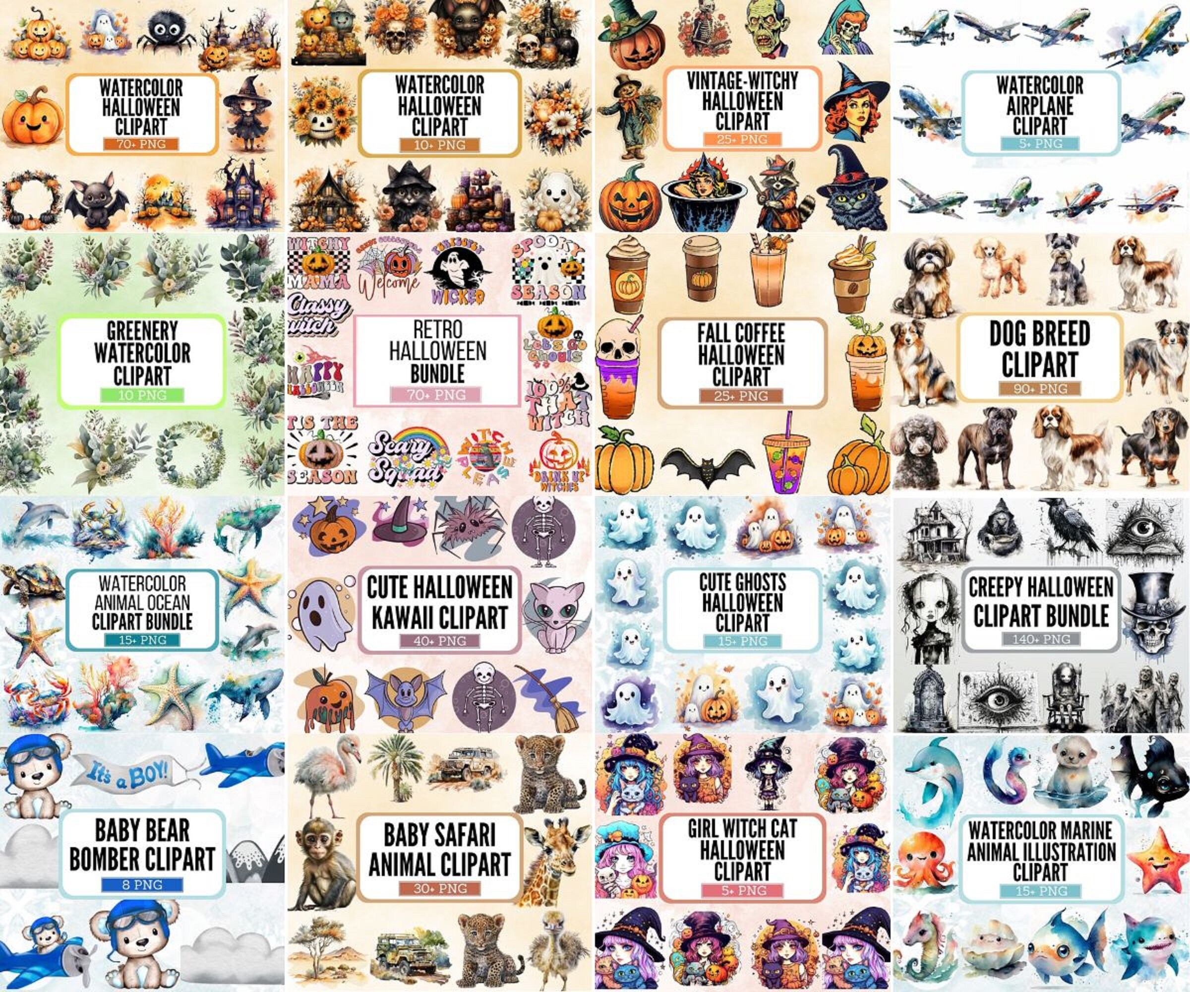 750 Clipart Mega Bundle Daily Updates All Past Designs Animal Flower ...