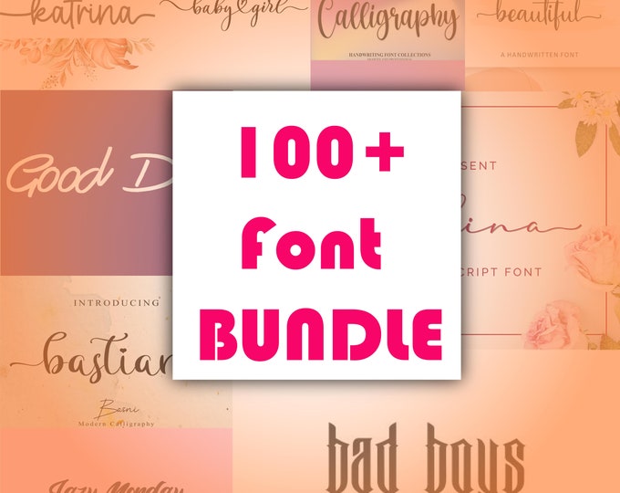 The Ultimate 100 Fonts Font Bundle Cricut Canva Font Script Font ...