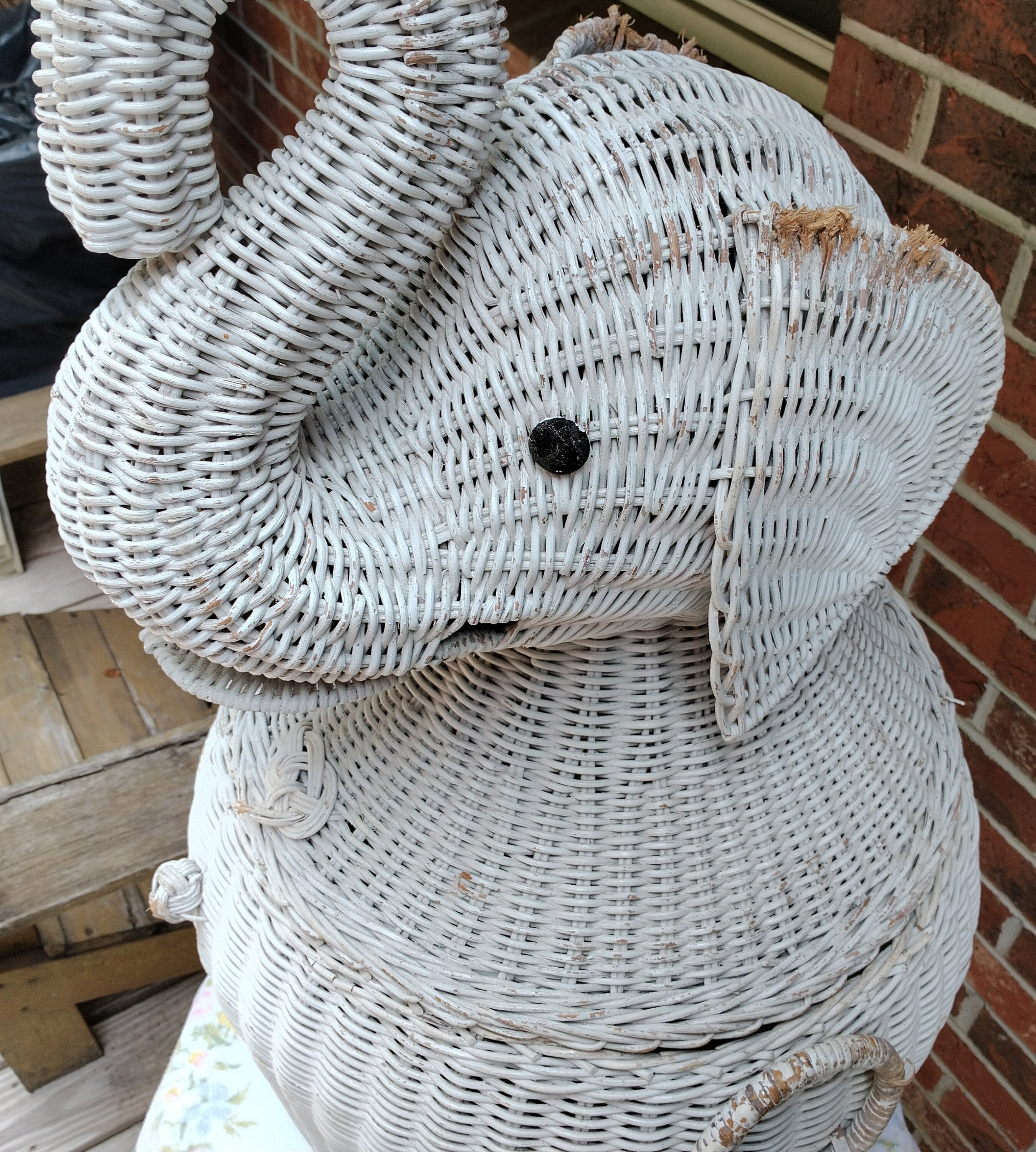 Large White Vintage Wicker Elephant Hamper Basket - Etsy