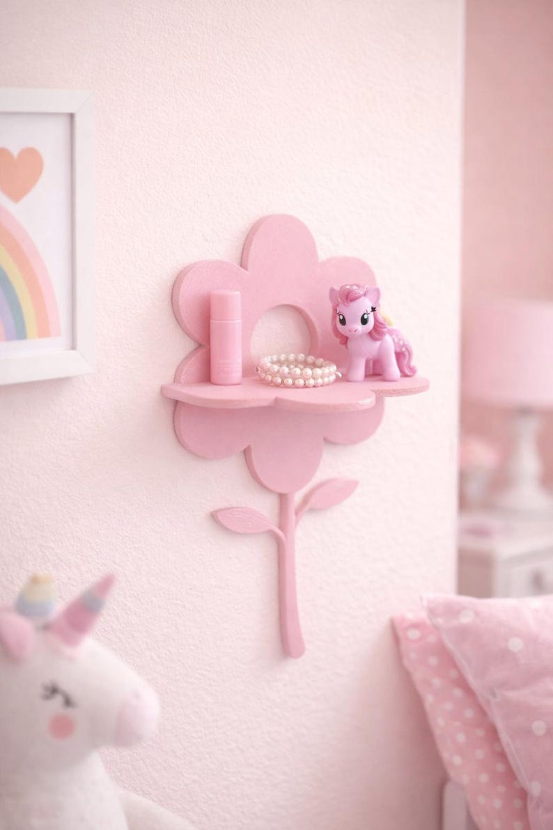3D Printable Flower Wall Shelf | Kids Room Decor (STL File, Commercial ...
