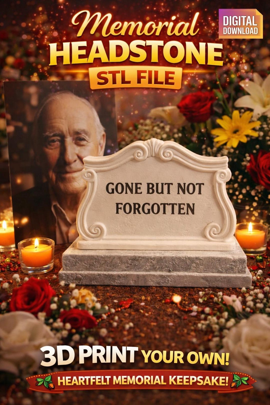 Custom Memorial Headstone 3D Print File | DIY Tribute (commercial ...