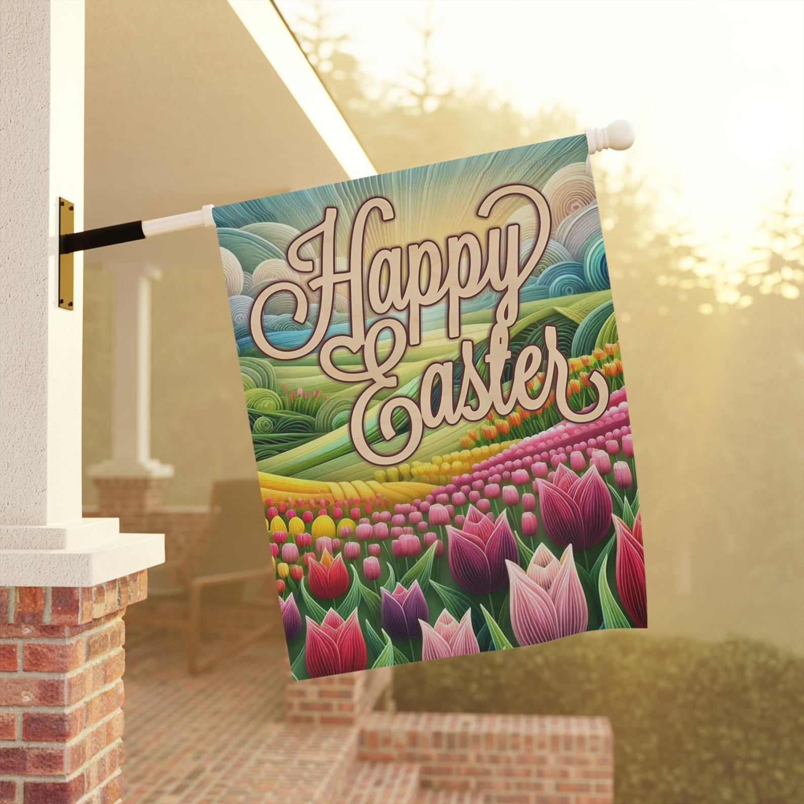 Happy Easter Outdoor Flag/banner / Easter Tulips Flag/banner - Etsy