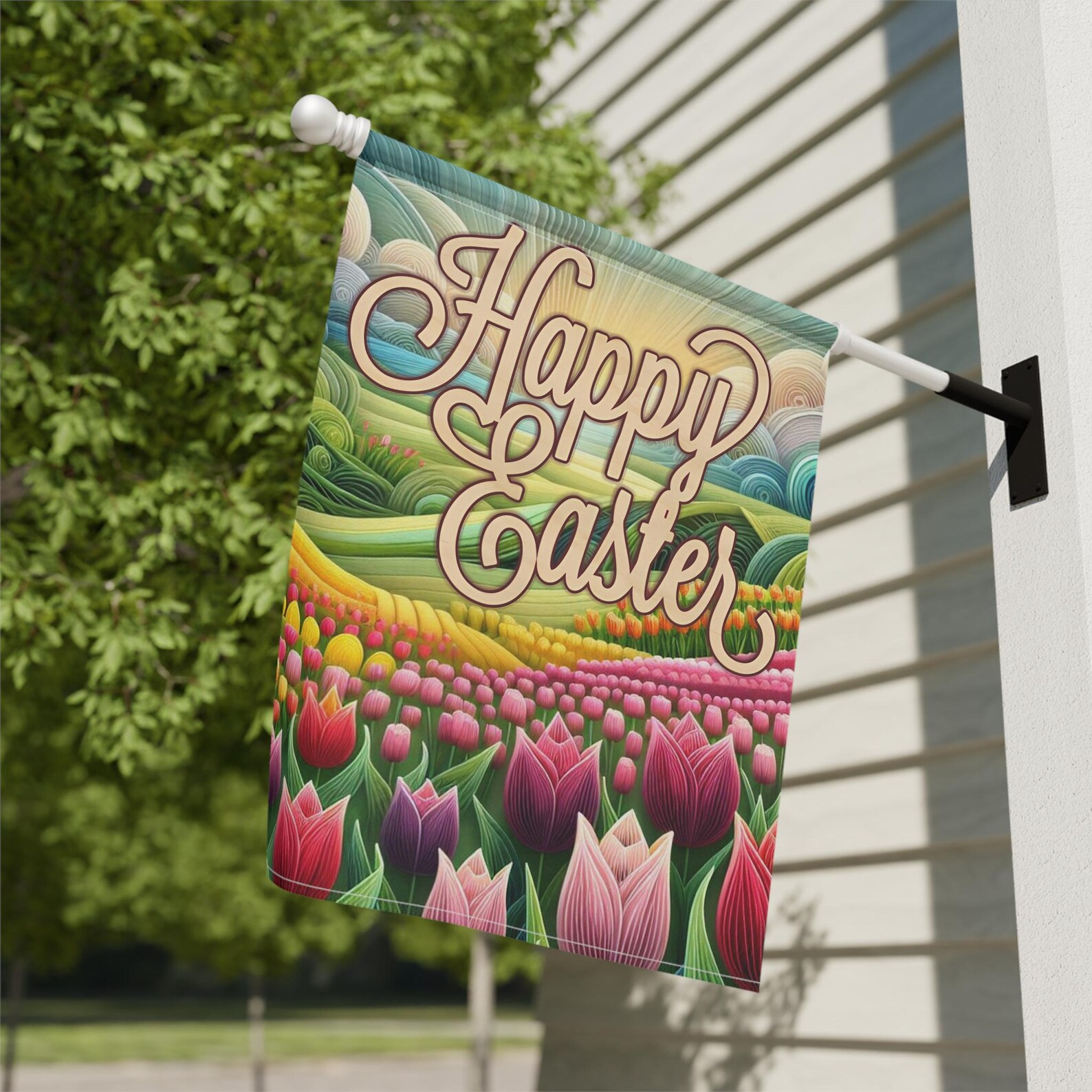 Happy Easter Outdoor Flag/banner / Easter Tulips Flag/banner - Etsy