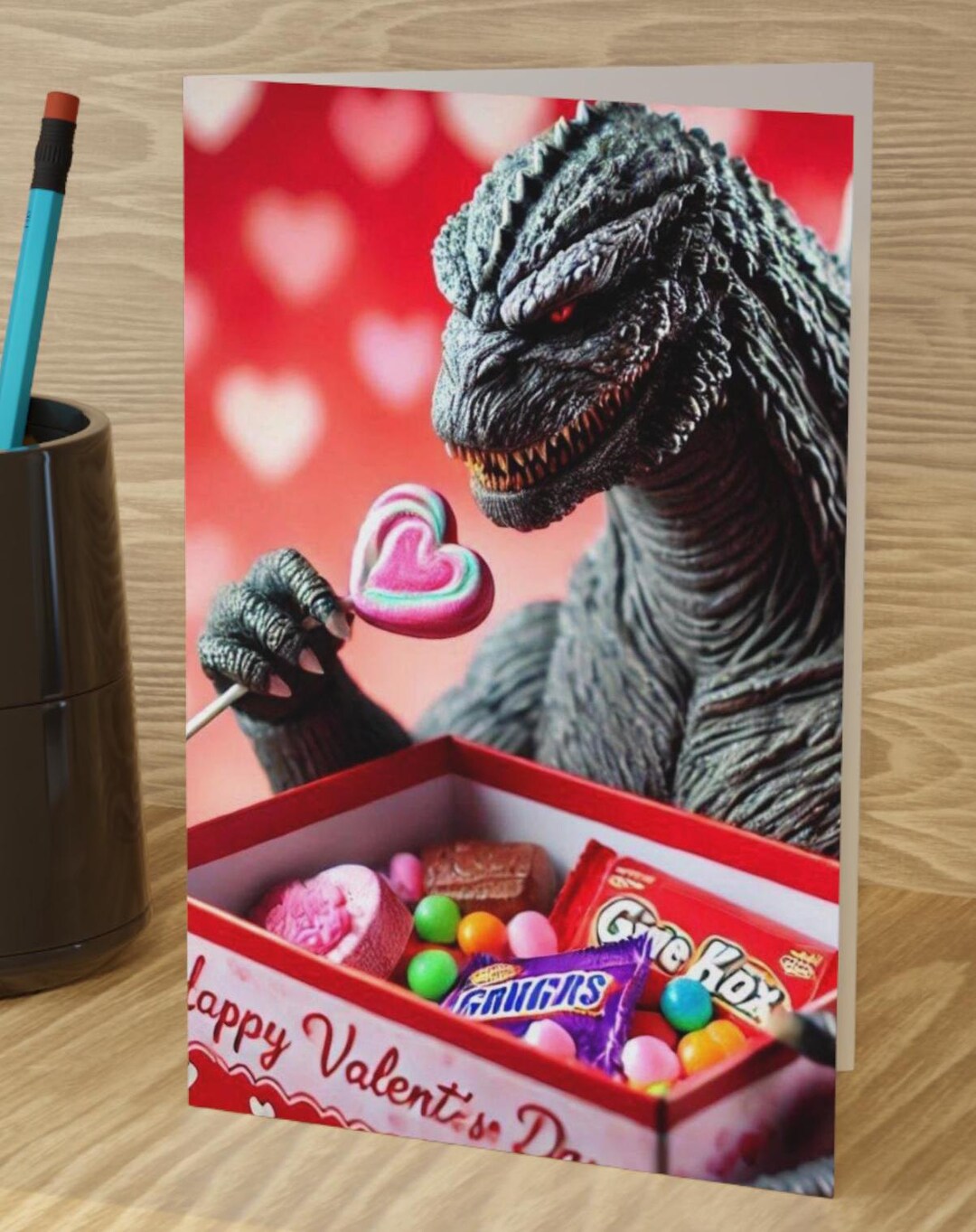 Godzilla-inspired Valentine's Day Card / Funny Love Cards, Unique Cards ...