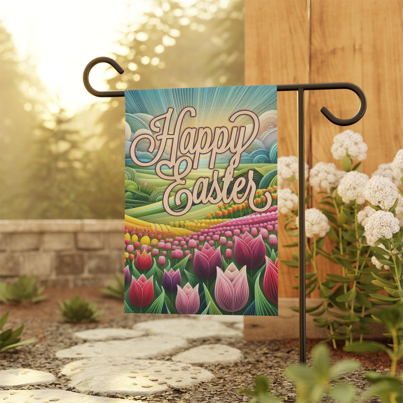 Happy Easter Outdoor Flag/banner / Easter Tulips Flag/banner - Etsy