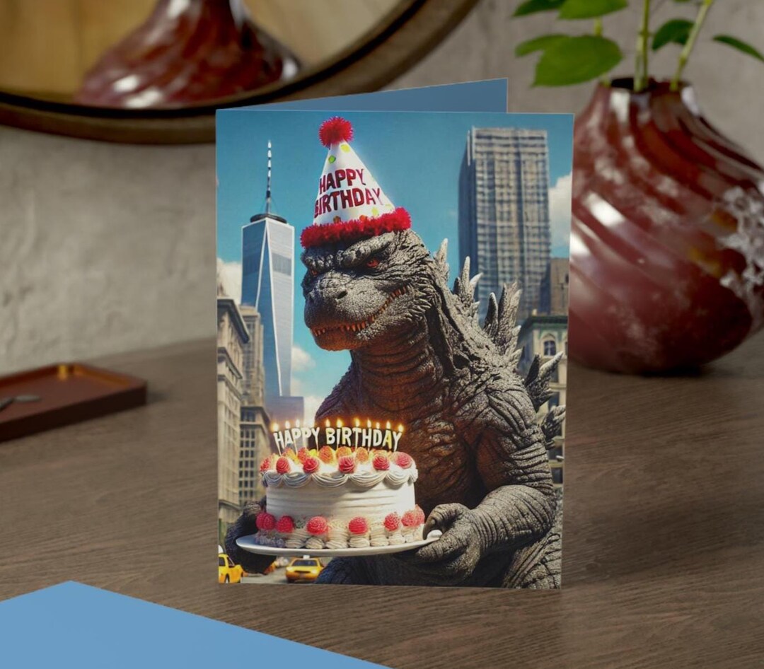 Godzilla-inspired Birthday Greeting Card / Funny Card for Godzilla or ...