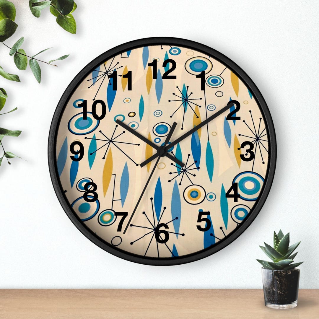 Retro Atomic Starburst Wall Clock, Mid-century Modern Home Decor ...