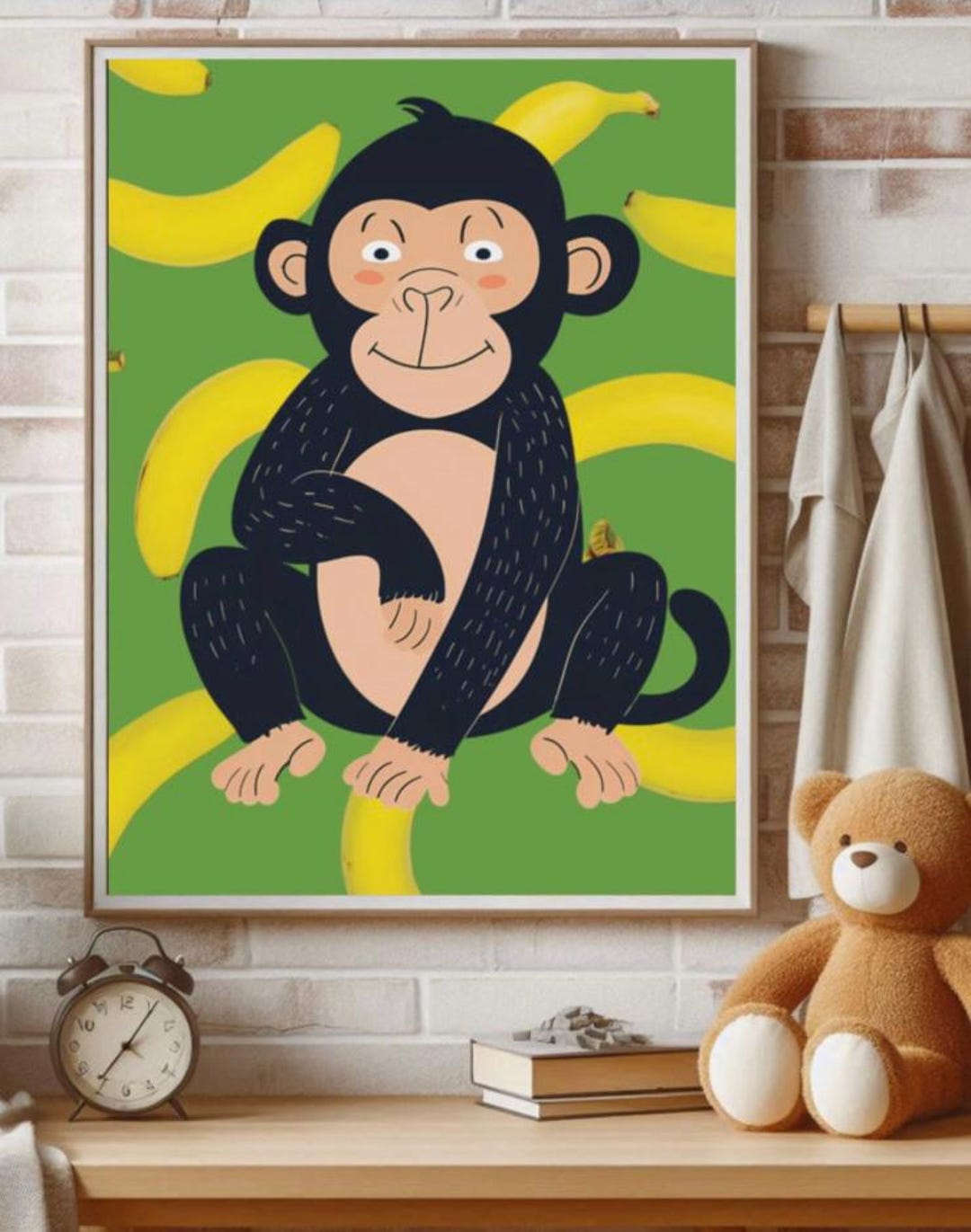 Smiling Monkey Art Print / Vibrant Animal Wall Decor for Kids Room ...