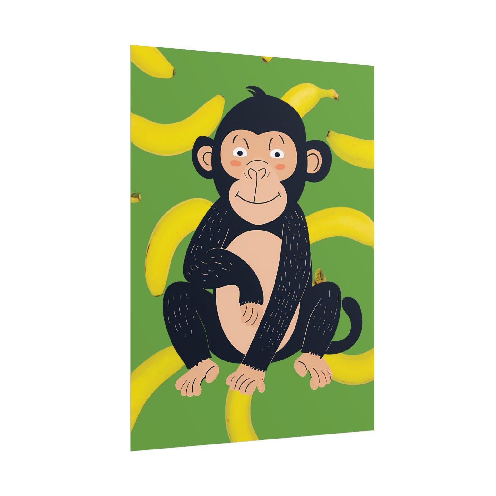 Smiling Monkey Art Print / Vibrant Animal Wall Decor for Kids Room ...