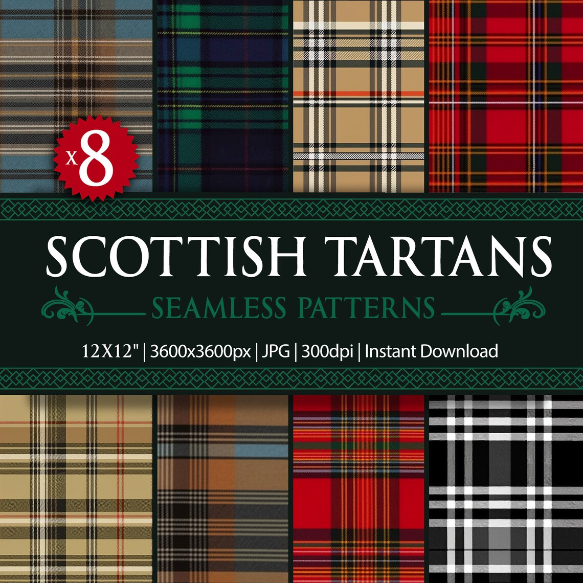 Scottish Tartans Seamless Patterns - Authentic Designs for Textiles ...