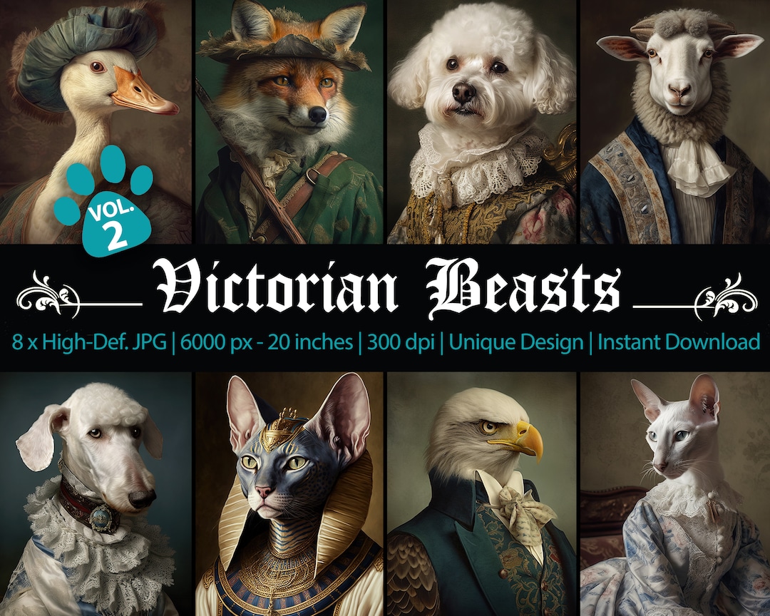 Victorian Beasts Illustrations Vol. 2 - Whimsical Animal Portraits in ...