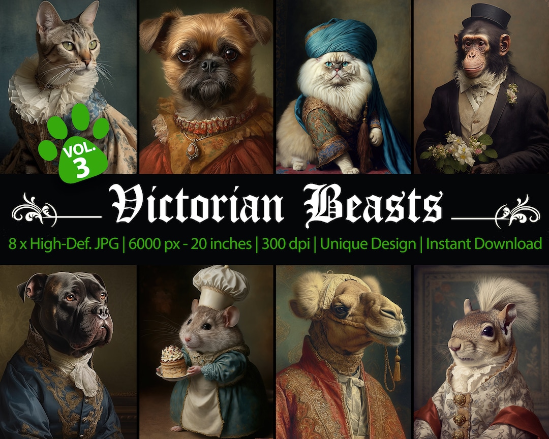Victorian Beasts Illustrations Vol. 3 - Whimsical Animal Portraits in ...