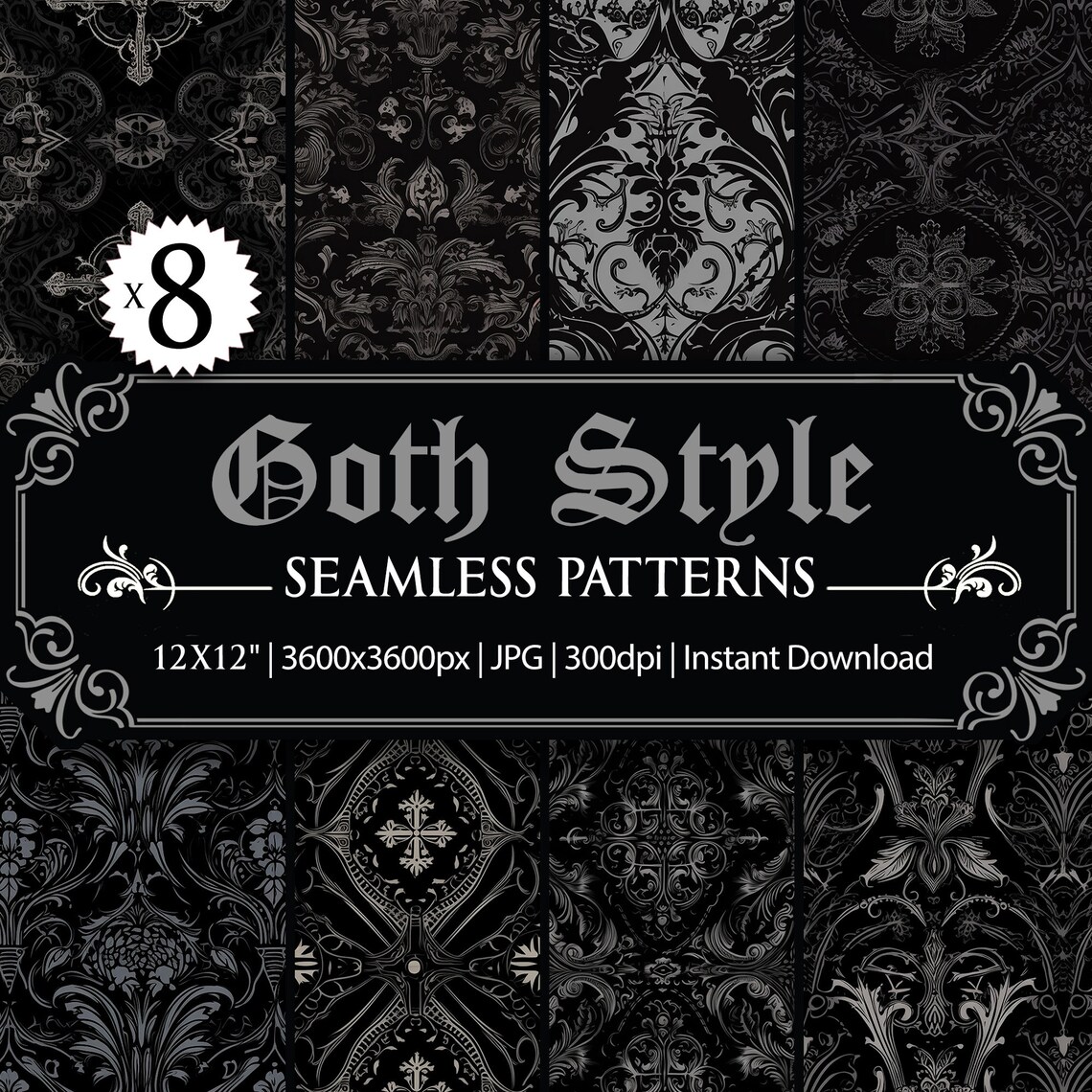 Goth Style Patterns - Dark and Enchanting Designs for Textiles, Print ...