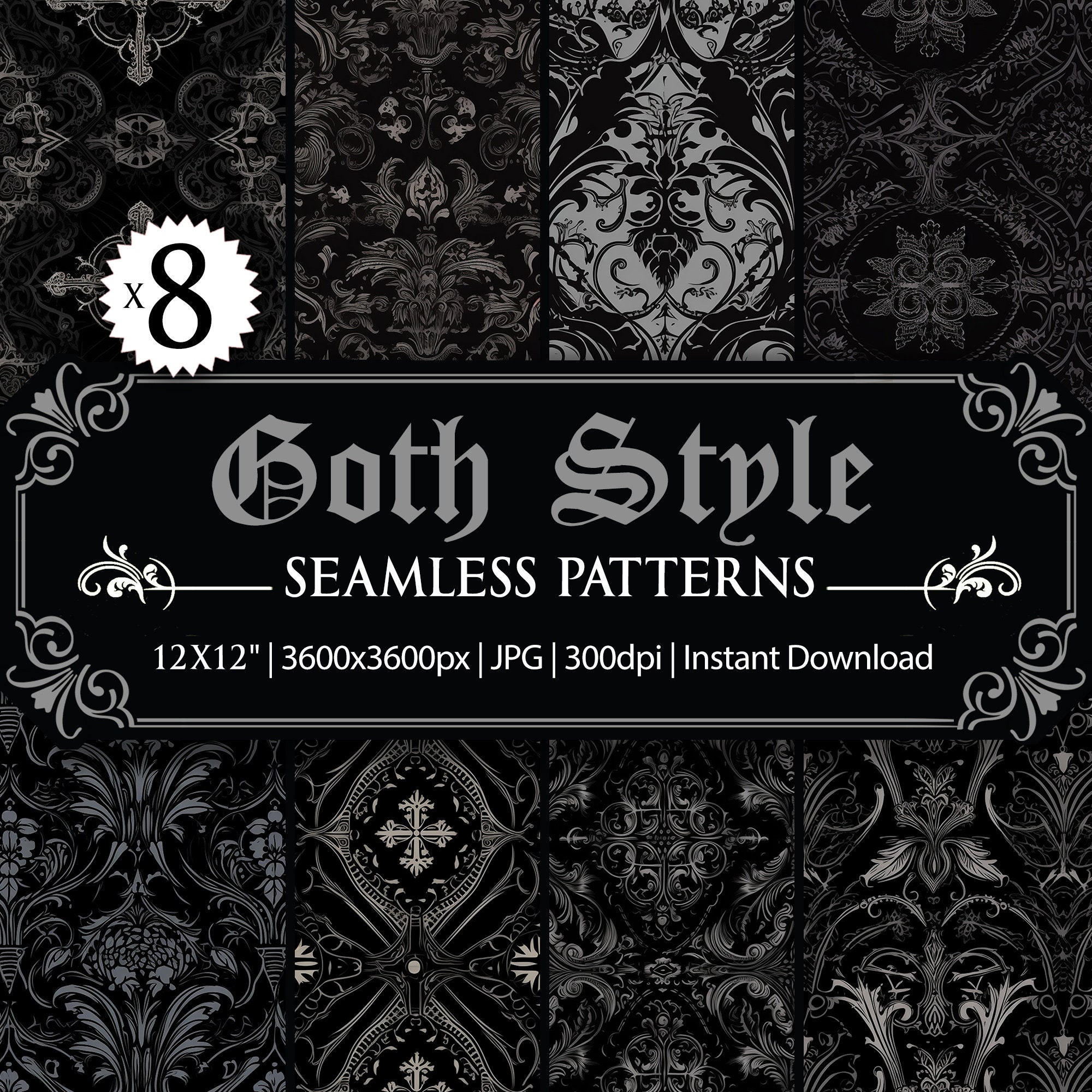 Goth Style Patterns - Dark and Enchanting Designs for Textiles, Print ...